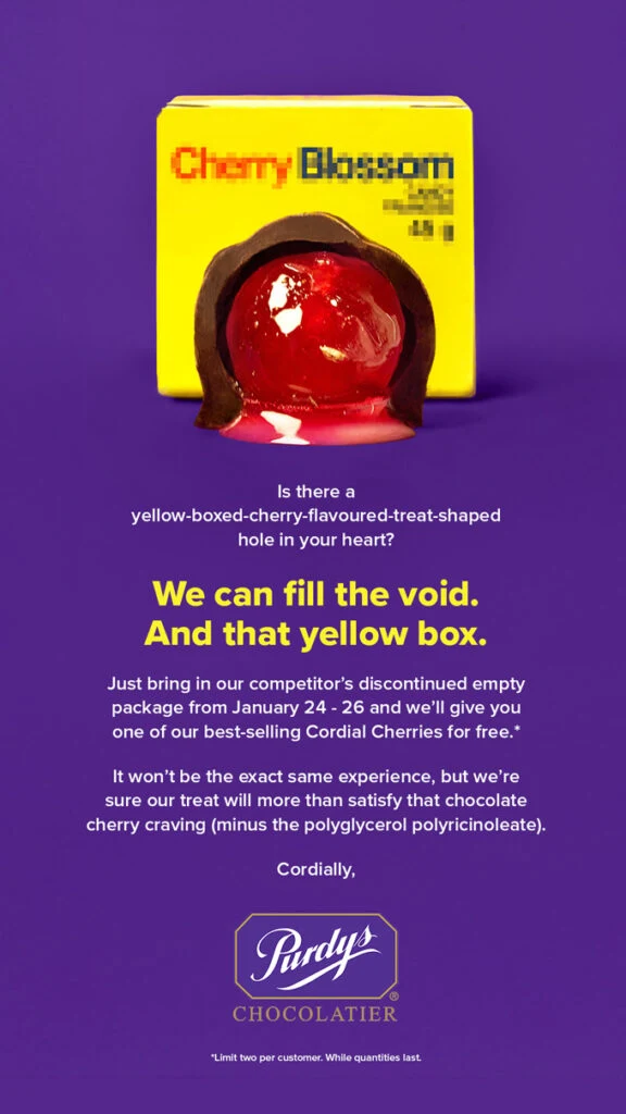 Purdys Chocolatier Offers Sweet Relief to Cherry Chocolate Fans